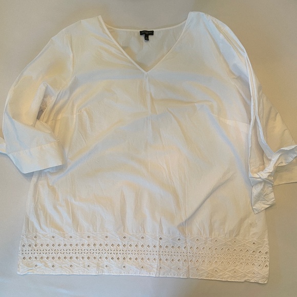 Talbots | Tops | Talbots White 0 Cotton Blouse With Eyelet Detail 2x | Poshmark